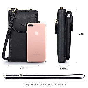 S-ZONE Women Genuine Leather Shoulder Tote Bag Purse Bundle with RFID Blocking Small Crossbody Phone Bag