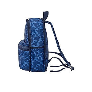 LeSportsac Flower Petals Basic Backpack/Rucksack, Style 7812/Color F976, Navy Blue Flower Petals Artfully Arranged in Modern Abstract Style Design, Slate Blue Bag