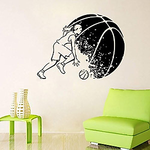 BooDecal Giant Basketball Girls Player Dribbling Sport Vinyl Wall Decals Stickers for Baby Playroom Bedroom Nursery 29.5 Inches x 22.4 Inches