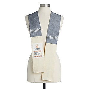 DEMDACO Count The Memories Grey Blue 69 x 4 Cotton Blend Fabric Dish Towel Kitchen Boa