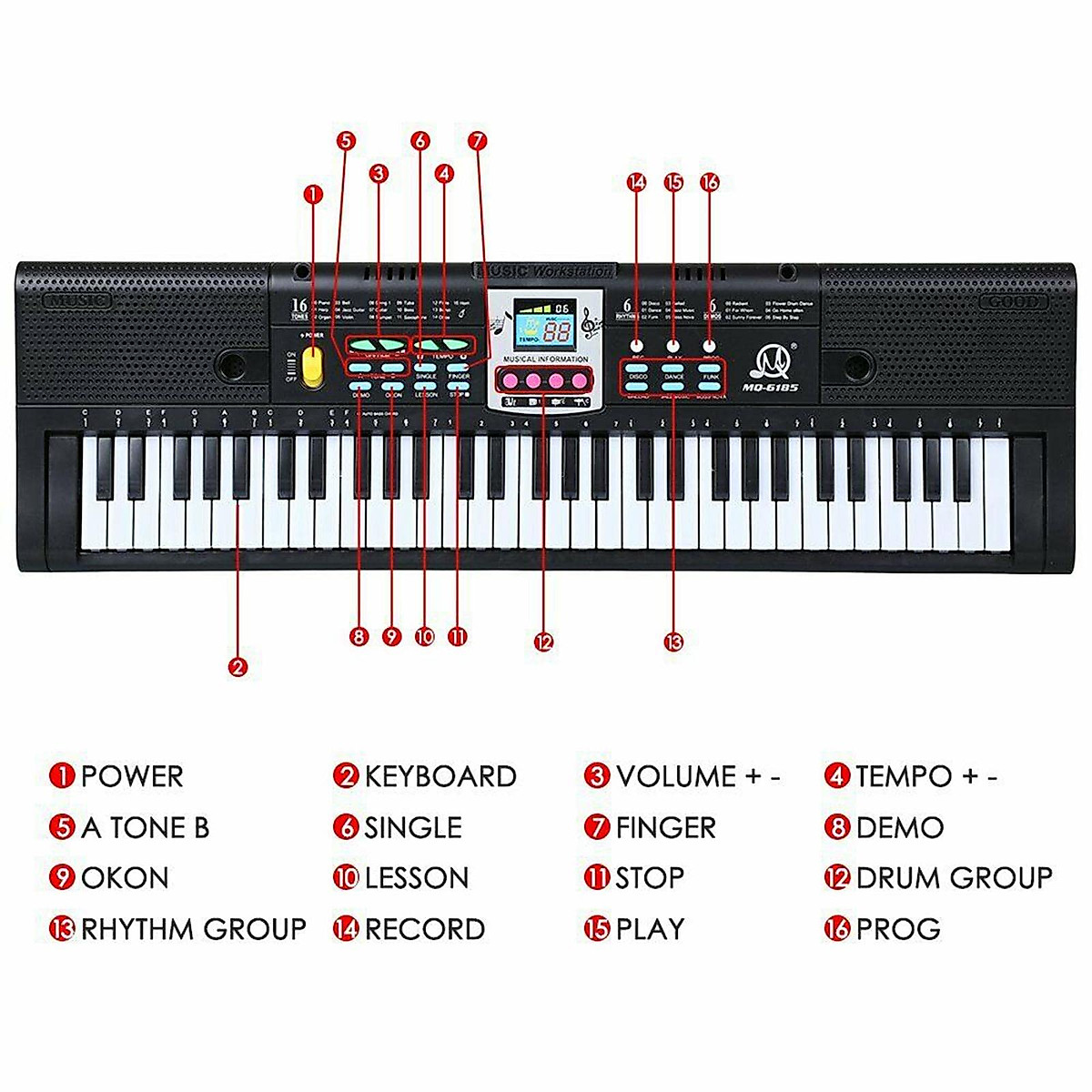 Keyboard Piano 61 Keys Digital Piano Organ with Microphone Kit for Die