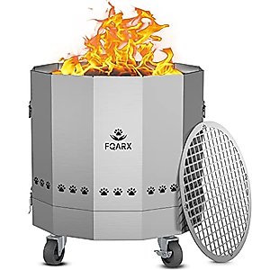 FQARX Bonfire Fire Pit - Smokeless Fire Pit Stainless Steel Outdoor Firepit & Campfire Grill, Great for Camping, Cooking, Tailgating, and Patio | 13x13 Inches