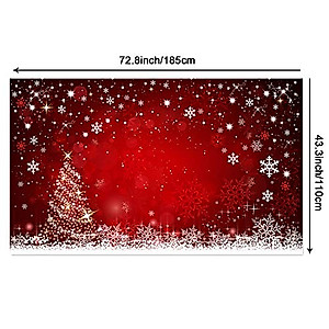 Christmas Decoration Supplies, Large Fabric Winter Red and Xmas Tree Backdrop for Winter Christmas Party Decorations, Red Christmas Backdrop Snowflake Photo Background Banner, 72.8 x 43.3 inch