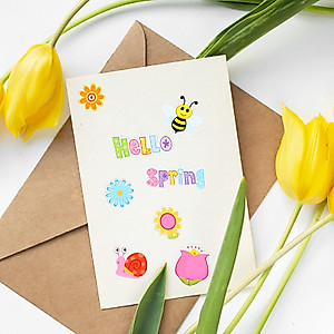 Whaline 360Pcs Spring Foam Stickers Cartoon Flower Butterfly Bee Foam Decals 20 Designs Hello Spring Self Adhesive Decorative Stickers for Spring Greeting Cards DIY Scrapbooking Home Wall Decor