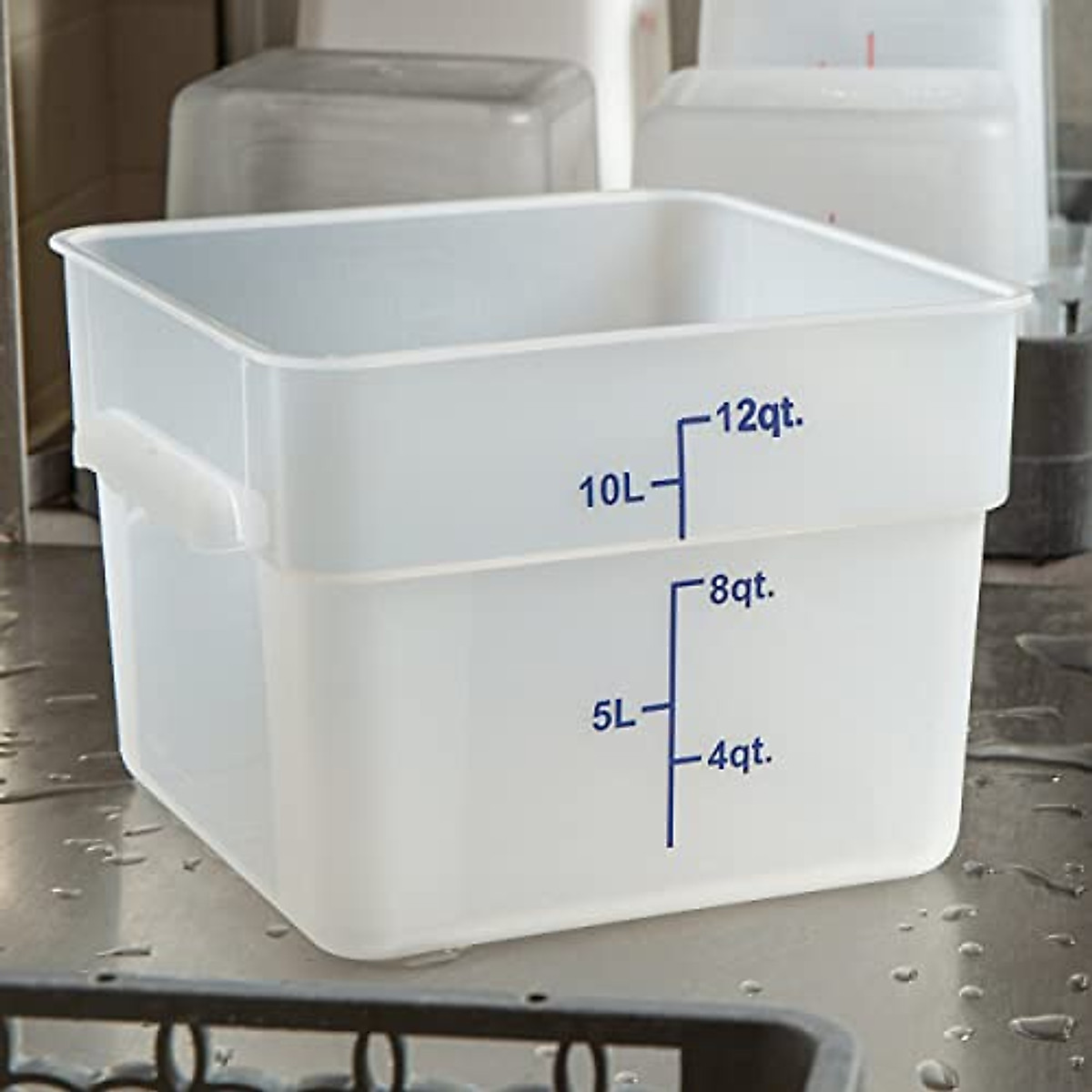 TrueCraftware- 12 Qt. Square Food Storage Container Translucent Polypropylene- Commercial Food Storage Containers Meal Prep Containers Reusable Food Containers for Pantry Kitchen Storage Organization