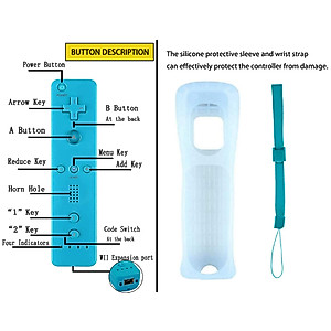 PGYFDAL 4 Packs Classic Remote Controller Compatible for Wii Wii U Console, Gamepad with Soft Silicone Sleeve and Wrist Strap (Black+White+Red+Blue)