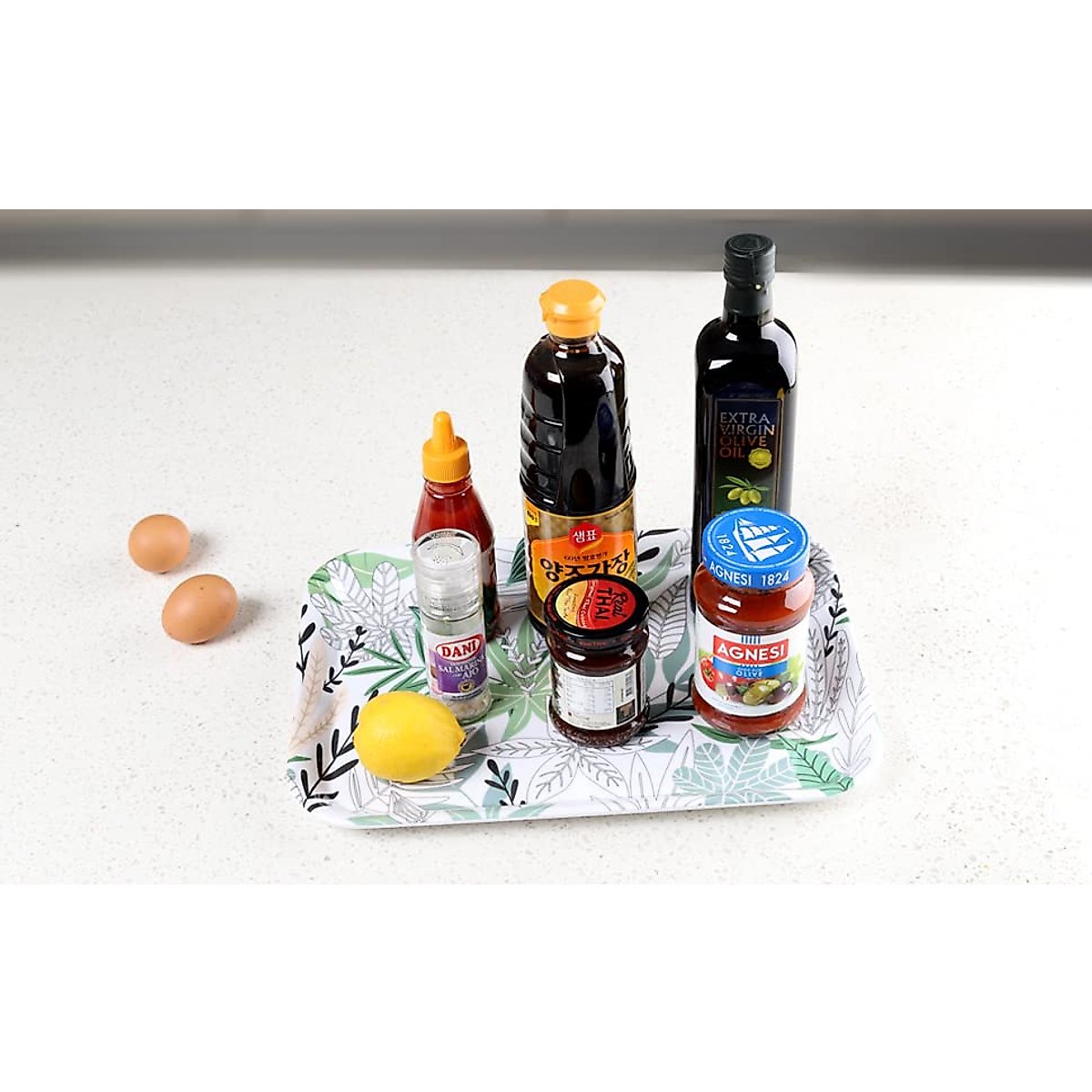FlosSolis 15.1"x11.3" Serving Tray Set of 2 Leaf Design, Melamine Rectangular Serving Tray/Platters Stackable Sturdy and Easy Clean for Serving Serving Food,Fruit,Desserts,Breakfast,Meals,BPA Free