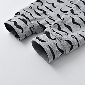 KuKitty Newborn Infant Baby Boy Clothes Long Sleeve Bow Ladies I Have Arrived Romper + Moustache Pants + Hat 3PCS Outfits Set (0-3 Months) Grey