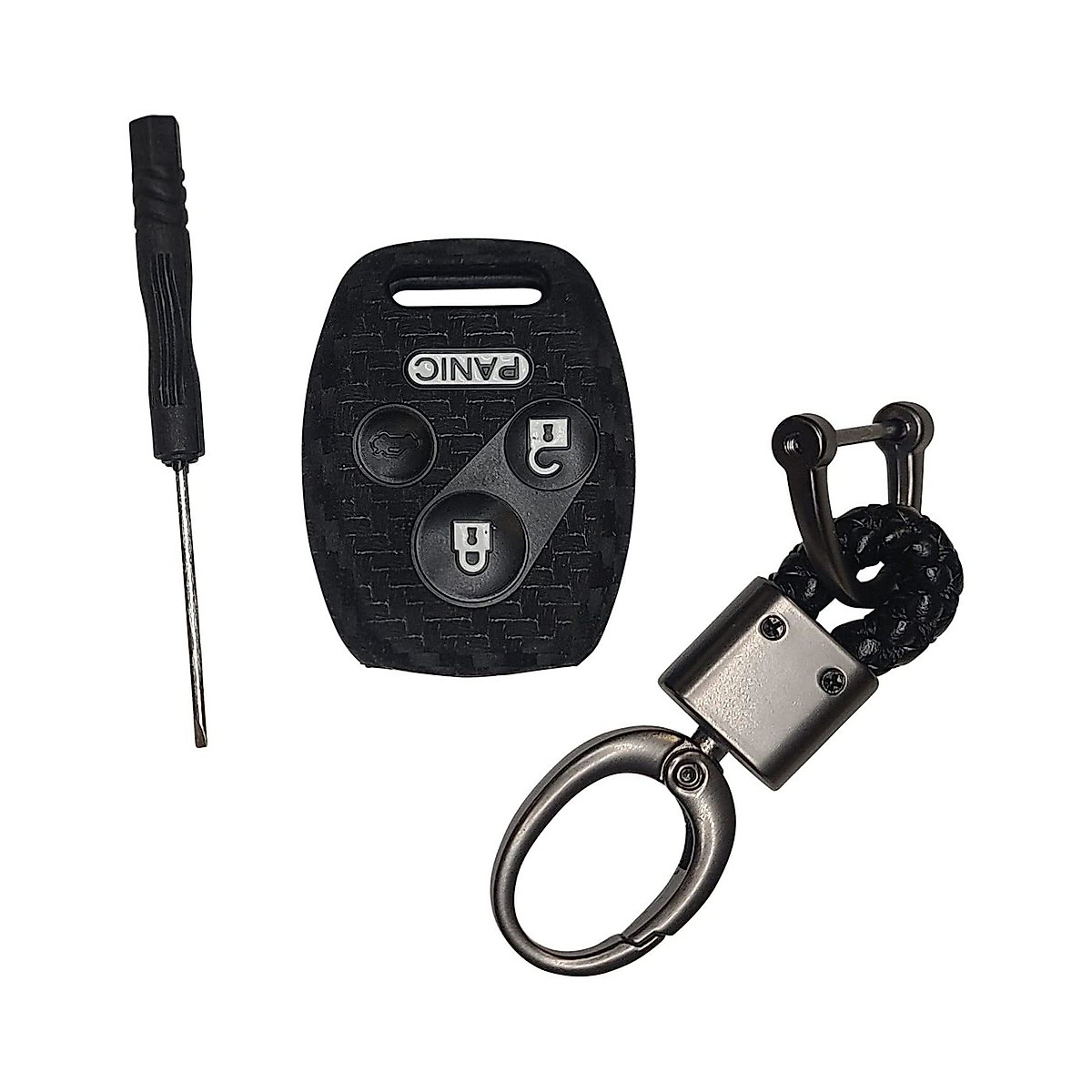 Silicone Remote Key Cover Carbon Fiber Style 3 Buttons with Keychain For Honda Vehicles