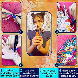 Jim&Gloria Temporary Tattoo Pens Fake Tattoos Kit Removable Body Tattoo Paint Markers For Men Women Sleeves St Patricks Day Teen Girls Trendy Stuff Unique Trending Gifts For Teenage Boys Kids Or Adult