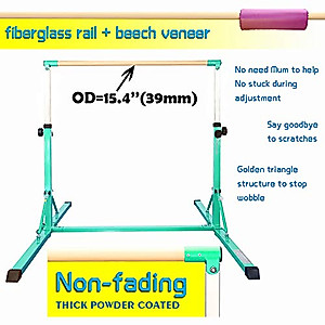 PreGymnastic Foldable Gymnastics Bar, 6FT Gymnastic Horizontal Bars, Folding Training Bar for Kids and Teenagers 3-18, Weight Limit 500 LB, Adjustable kip Bar,Children Home Gym Equipment Indoor