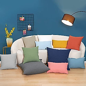 PHF 100% Cotton Waffle Weave Euro Shams 26" x 26", No Insert, 2 Pack Elegant Home Decorative Euro Throw Pillow Covers for Bed Couch Sofa, Navy Blue