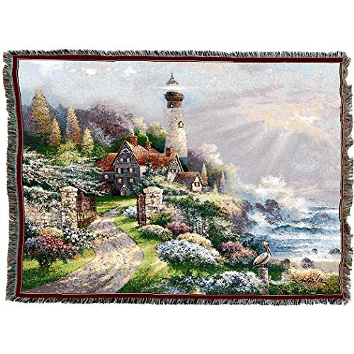 Pure Country Weavers Coastal Splendor Blanket by James Lee - Scenic Gift Tapestry Throw Woven from Cotton - Made in The USA (72x54)