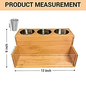 Hair Tool Organizer Bamboo and Acrylic Hair Accessories Hot Tool Holder, Wall Mount, Vanity Organization or Bathroom Sink Organizer for a Hair Dryer, Curling Iron, Flat iron, Brushes and Hair Products