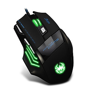 zelotes Wired Gaming Mouse with Fire Button,7200 DPI,7 Buttons,Ergonomic Design,LED Illumination,Corded Optical Mouse Mice for Laptop,PC,Mac,Black