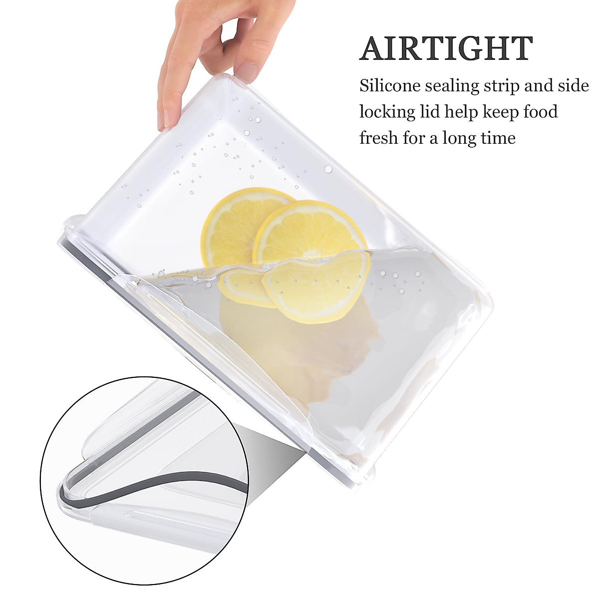 Julyeen 6 Packs Large Plastic Airtight Rectangular Food Storage Container, 15L/33 Lbs, Kitchen Pantry Dry Food Cat/Dog Food Storage Containers Set, Proof Dough Containers, Bread Box