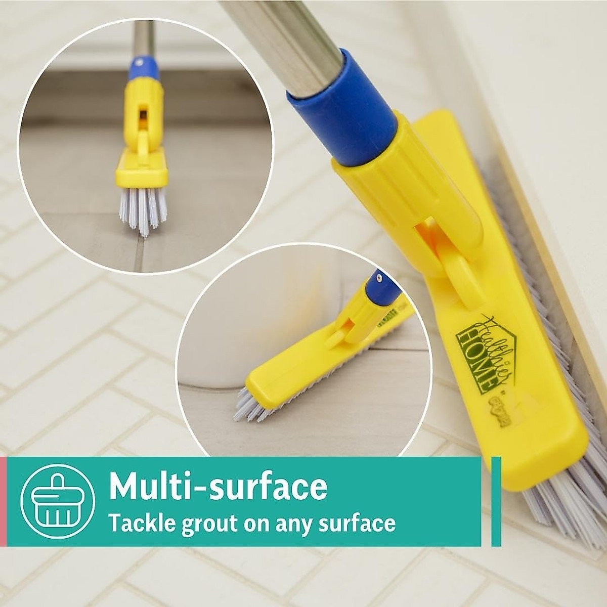 CHOMP! Grout Cleaner and Brightener, Includes Easy Scrubber Grout Cleaner Brush, Refreshes Grout and Removes Stains on Tile Floors and Walls in Showers, Bathrooms, Kitchens (1 Bottle x 32 Fl Oz)