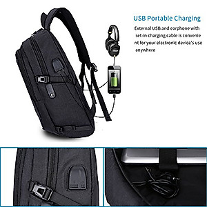 QWARVEL Laptop Backpack with USB Charging Port, Travel Laptop Backpack, Fashion Computer Backpack, 15.6 Inch Men's Ladies Computer Backpack, Black