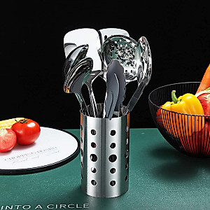 Berglander Stainless Steel Cooking Utensils Set, 13 Pieces Kitchen Utensils Set, Kitchen Tools Set with Utensil Holder Non-Stick and Heat Resistant,Dishwasher Safe, Easy to Clean (13 Packs)