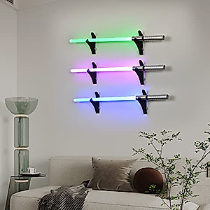 BYTOTU Wall mounted lightsaber rack - black plexiglass - very suitable for displaying magic sword - knife - samurai sword - saber - stick, acrylic display (excluding lightsaber) (black-3P)