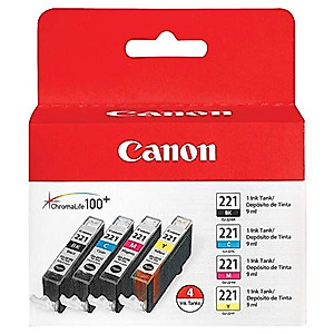 Canon CLI-221 Four Color Pack Compatible to MP980, MP560, MP620, MP640, MP990, MX860, MX870, iP4600, iP3600, iP4700