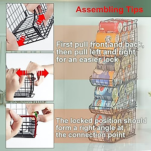 Can Storage Organizer Pantry, Stackable Kitchen Canned Food Holder With Handles, Can Organizer For Pantry Countertop Cabinet, Beverage Drink Pop Soda Can Dispenser Patent Pending (Black, 4 pack)