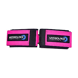 Myosource Kinetic Bands Tumble Pro X Ankle Straps Kit – Cheerleading Standing Tumbling Equipment, Gymnastics Backhandspring Trainer – Includes Flexibility Stunt Stretch Strap – Pink