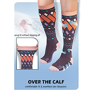 OutdoorMaster Unisex Ski Socks,Skiing and Snowboarding Socks for Men & Women with Over the Calf Design/Non-Slip Cuff
