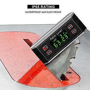eOUTIL Digital Level Angle Finder Waterproof IP65 Protractor Angle Gauge Inclinometer with V-Groove Magnetic Base/0~360 Degree