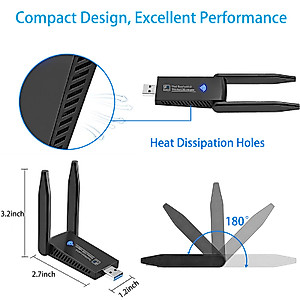 USB WiFi Adapter, Aigital 1300Mbps Dual Band Wi-Fi Dongle, USB 3.0 MU-MIMO Wireless Network Adapter with Antennas for Desktop PC Laptop, Compatible with Windows 11/10/8/7/Vista/XP & Mac OS X 10~11