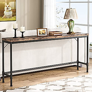 Tribesigns 70.9 Inch Extra Long Console Table, Narrow Long Sofa Table Behind Couch, Rustic Entryway Hallway Table Industrial Height Bar Table for Living Room
