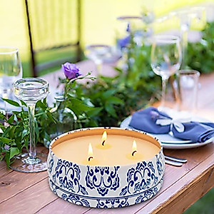 3 Packs Large Citronella Candles Outdoor and Indoor, 13.5oz 3-Wick Soy Wax Portable Travel Tin Candle for Home Garden Patio Yard Balcony and Summer Gift