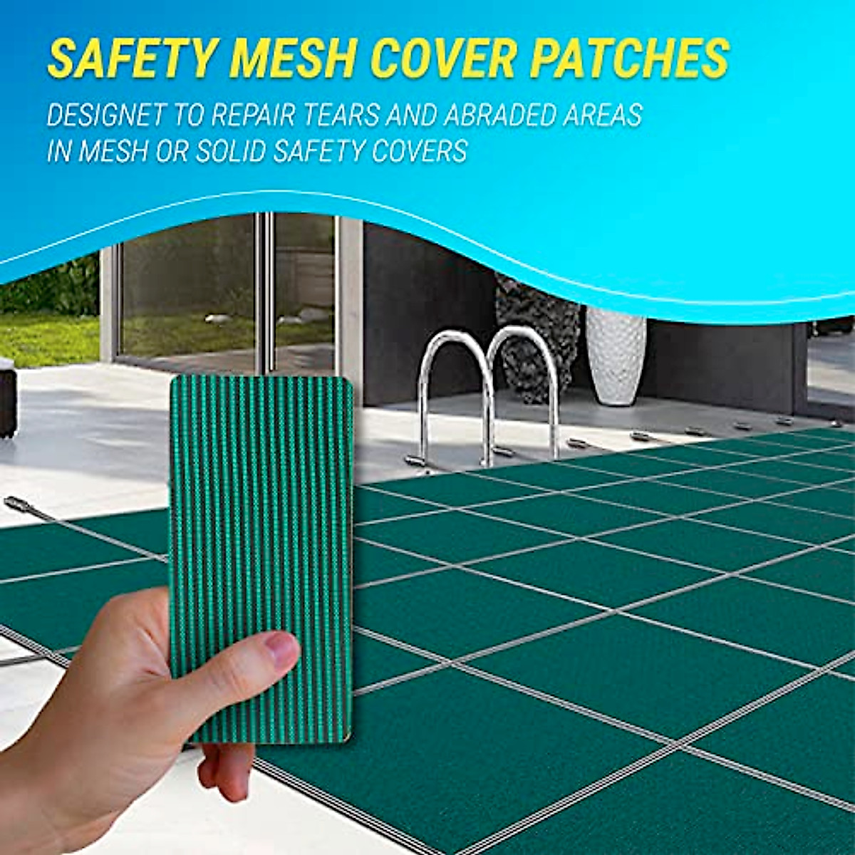Pool Patch Repair Kit, Pool Safety Cover Patch Kit 3 Pс Green, Swimming Pool Patch Repair Kit 4 x 8 Self-Adhesive