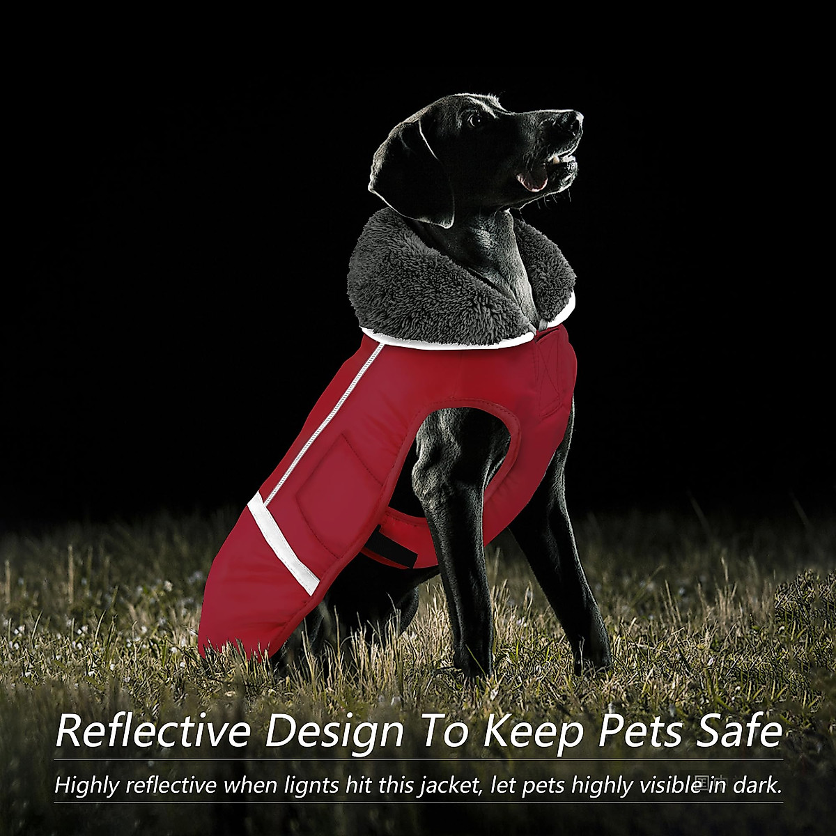 Dogcheer Warm Dog Coat, Waterproof Dog Jacket Winter Coat Turtleneck Windproof Pet Cold Weather Coats, Reflective Adjustable Dog Snow Jacket Fleece Sweater for Small Medium Large Dogs -Red S