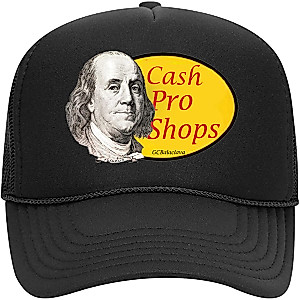Cash Pro Shops Men's Trucker Hat Mesh Cap - Premium Low Crown - One Size Fits All Snapback Closure - Great for Hunting & Fishing (Black)