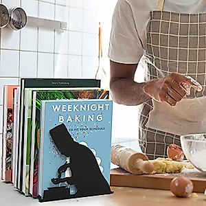 Unique Metal Decorative Bookends - Whimsical Hidden Book Ends for a Cool Book Holder Display - Cute Home Decor and Modern Gift Idea for Shelves Desk or Table (Cooking)