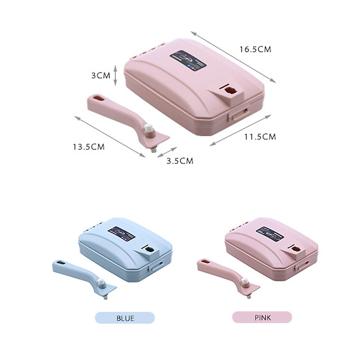 QDAOYU 2Pcs Carpet Brush Handheld Carpet Table Sweeper Triple Brush Head Carpet Table Brush Pet Hair Cleaning Brush Collector Brush (Blue+Pink)