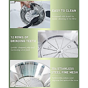 MAMA'S CHOICE Juicer Machine, 800W Juice Extractor with 3'' Big Mouth, 3 Speed Centrifugal Juicer for Whole Fruit Vegetable, Easy to Clean, Non-Slip Feet, BPA-Free