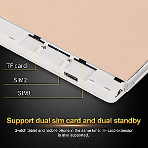 PUSOKEI 8in Android Tablet, Octa Core CPU 4GB RAM 64GB ROM(128GB Expandable Storage), HD IPS Touch Screen, 8MP Dual Camera, Bluetooth, WiFi, Dual SIM Slot, USB C Calling Tablet(Gold)