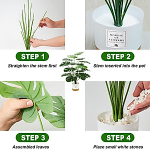 Guheake 26" Fake Plants Large, Tropical Palm Tree Artificial Monstera Faux Plant Tree with Pot for Home Office Living Room Decor Indoor