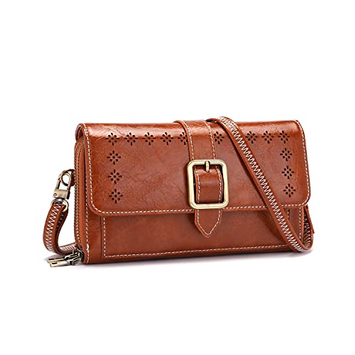 SIIHENRRY Small Crossbody Shoulder Bag for Women Multi Card Case Genuine Leather Cellphone Purse Passport Wallet