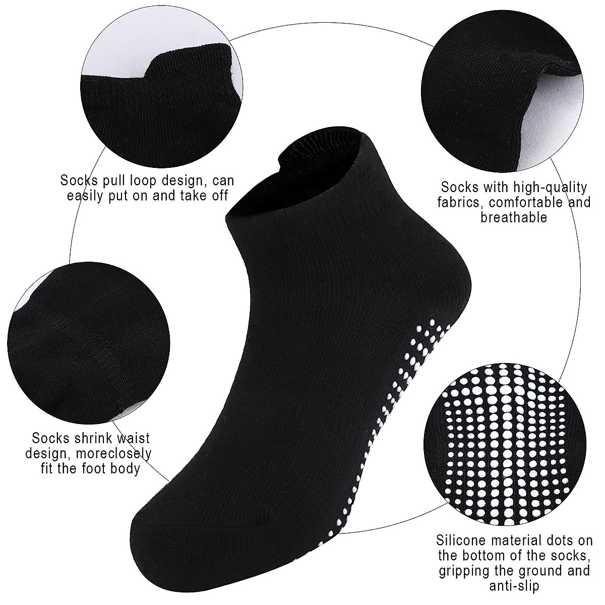 BOOPH Non Slip Toddler Socks Baby Boys Girls Anti Skid Grip Socks 3-5T Black