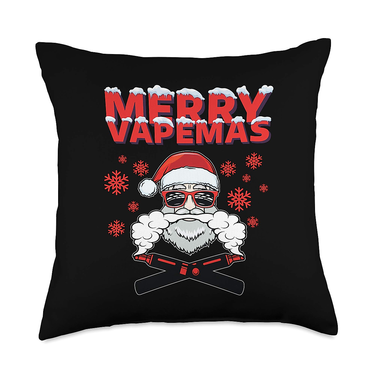 Vaper Lifestyle Apparel Merry Vapemas Santa-E-Cigarette Liquid Vape Throw Pillow, 18x18, Multicolor