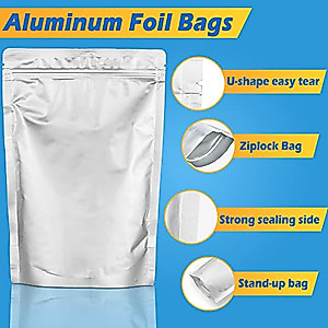 50Pack Mylar Bags for Food Storage With Label Stickers 9.4 Mil 10"x14" Extra Thick Resealable Bags for Nuts, Coffee, Tea Storage