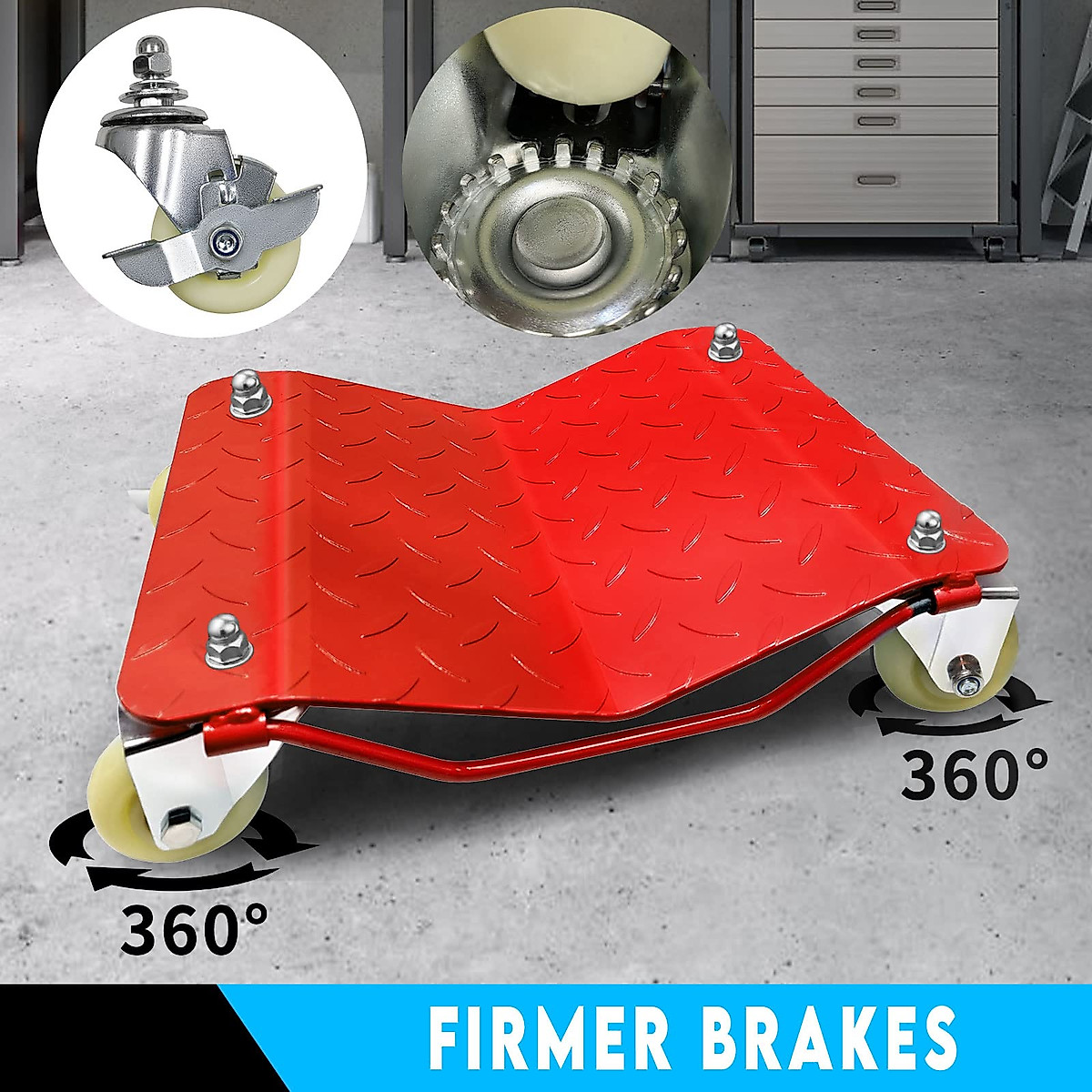 EBUY Wheel Car Dolly Set of 2 Heavy Duty Tire Car Skates 3000LBS Bearing Capacity for Moving Cars Red