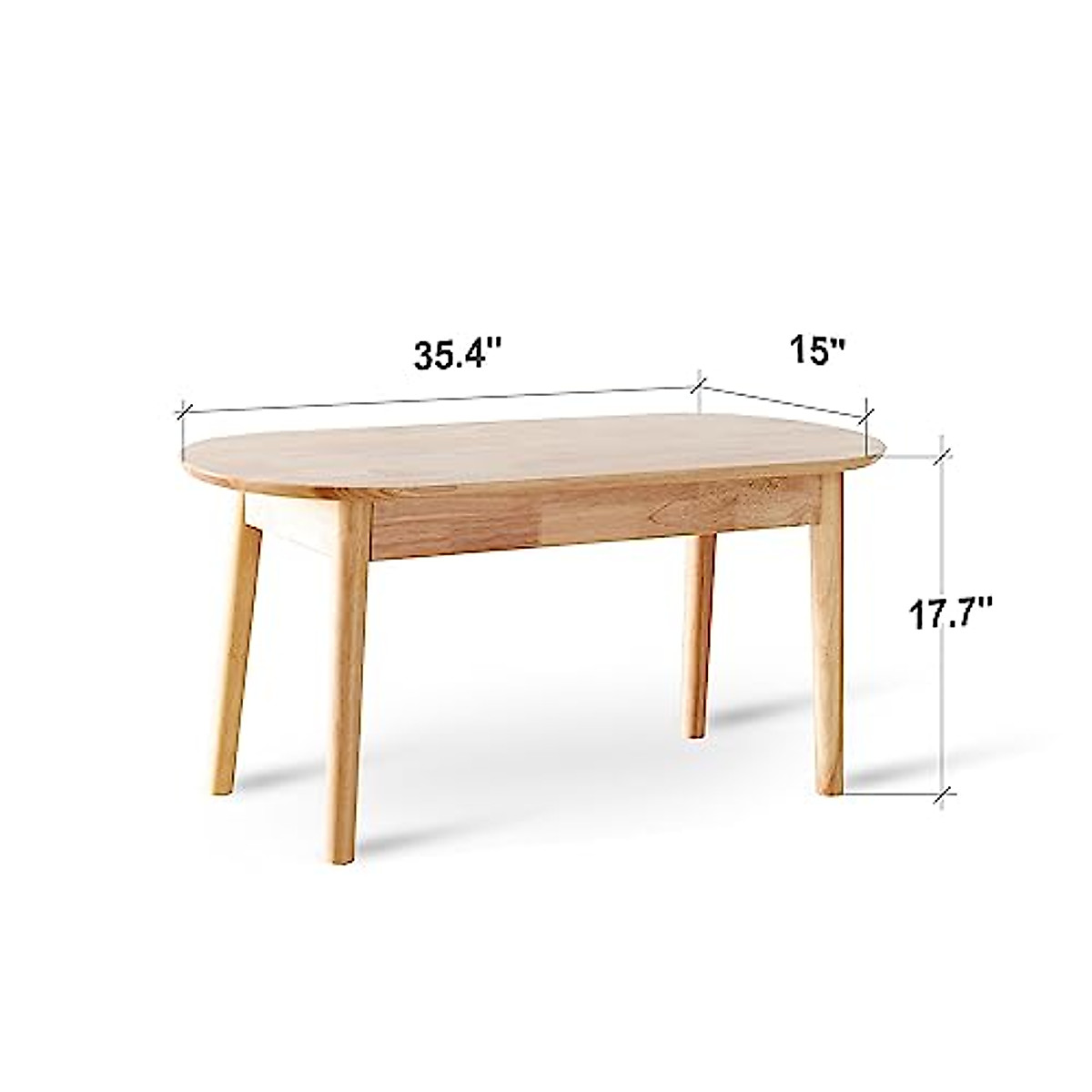 Livinia Aslan 35" Malaysian Oak Round Wooden Dining Bench/Solid Wood Bedroom Entry Way Kitchen Corridor Bench (Natural Oak)