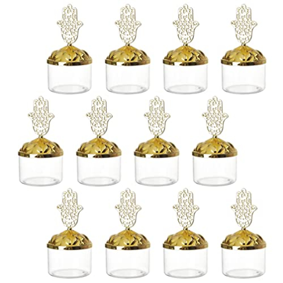ABOOFAN 12pcs Boxes Decorative Candy Boxes with Hamsa Hand Lid Clear Plastic Goodies Box Box Present Packaging Bag for Wedding Shower Holiday New Year