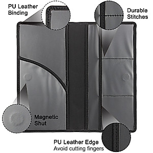 LumiMokki Premium Leather Car Registration & Insurance Card Holder with Magnetic Shut - For Documents, Cards, License (Black)