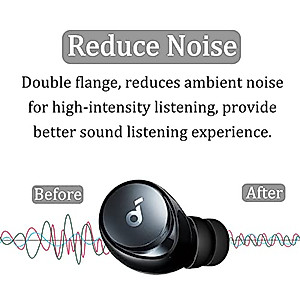 IiEXCEL Double Flange Compatible with Soundcore Space A40 Ear Tips, Noise Reduce Replacement Silicone Eartips Buds Cover Accessories Compatible with Soundcore Life P3 A1 Space A40 - S/M/L Black