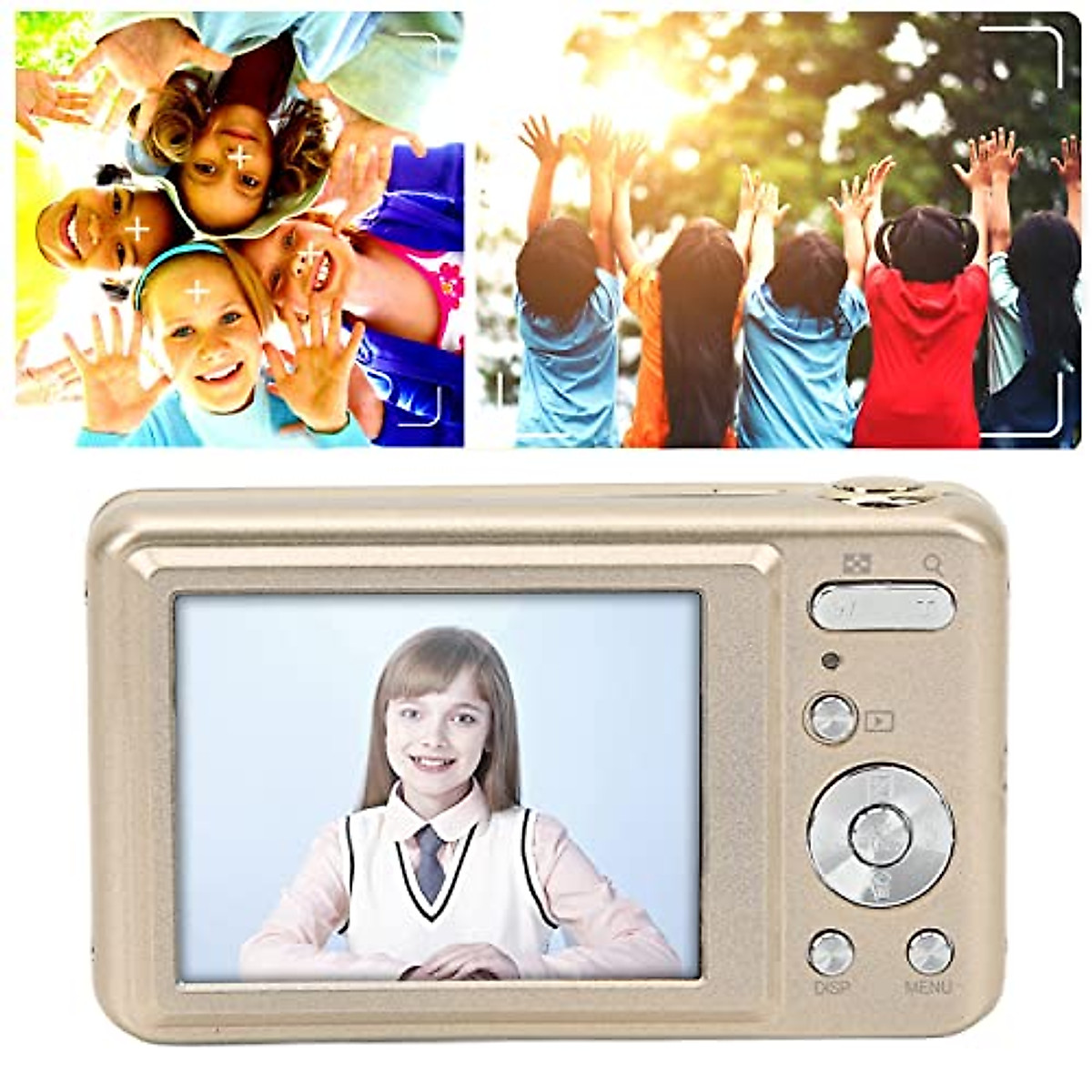 Jeanoko 48MP Digital Camera, Portable Digital Camera Continuous Shooting Self Timer Metal Automatic Light Sensitivity Speed for Senior Citizen(Gold)